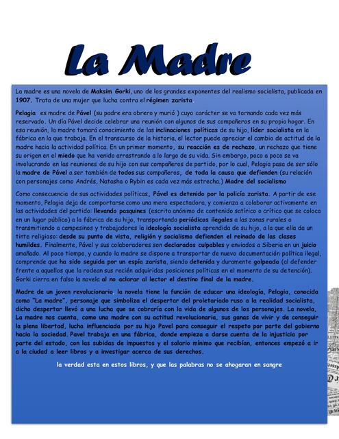 La madre ( novela de Maksim Gorki ) | Dexter | uDocz