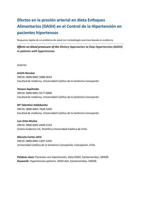 Efectos en la presión arterial en dieta Enfoques | Hazas Navarro Laura Rebeca | uDocz
