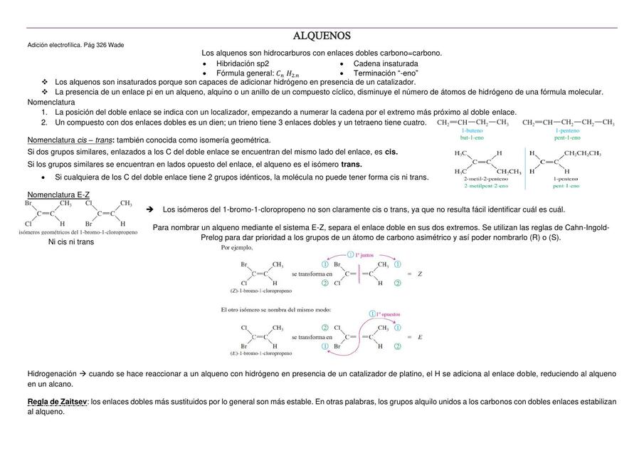 Alquenos y adición electrofílica | Maira | uDocz