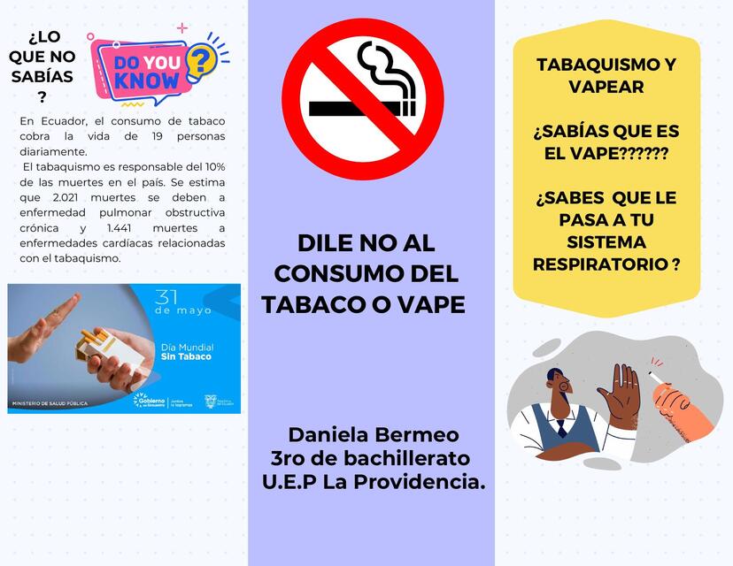 TRIPTICO SOBRE EL TABAQUISMO Y VAPE | Daniela Bermeo | uDocz