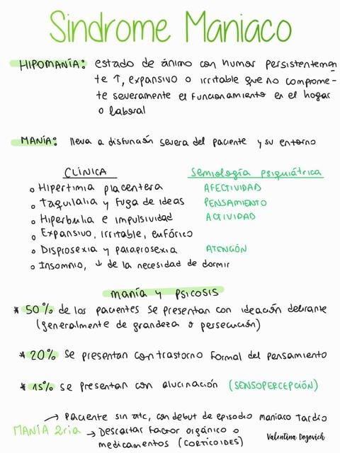 Resumen de Sindrome Maniaco