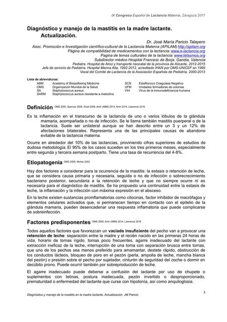 Diagnóstico y manejo de la mastitis | jan cardenas | uDocz