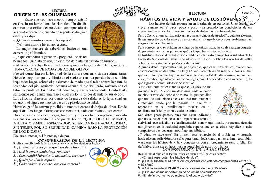 plan lector 3 LECTURA ORIGEN DE LAS OLIMPIADAS hab | ROBERTO CARLOS ...