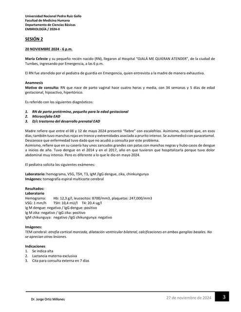 CASO CLÍNICO 3 ABP embriología II s2 27 | Jose Fernando | uDocz