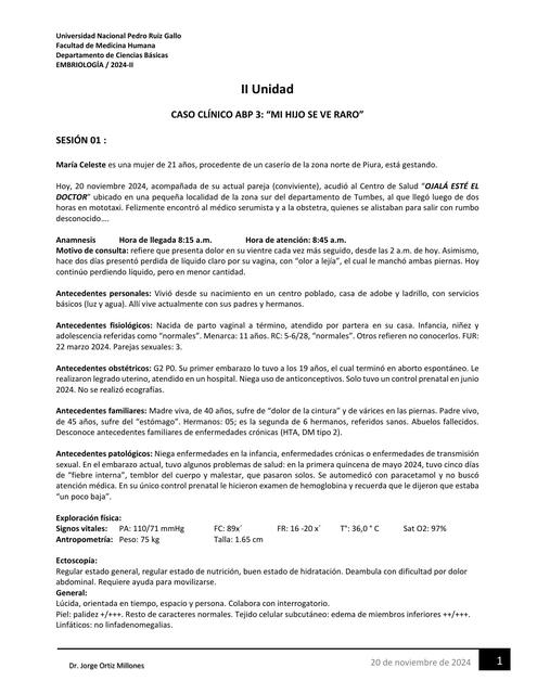 CASO CLÍNICO 3 ABP embriología II s1 20 11 24 | Jose Fernando | uDocz