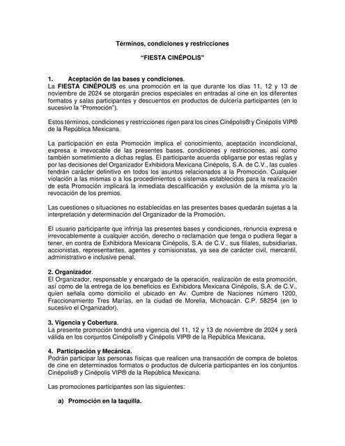 bases y condiciones fiesta del cine mx | Marco | uDocz