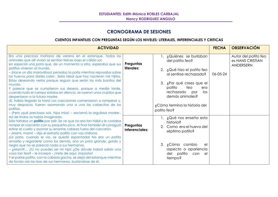 Flashcards de CUENTOS INFANTILES MONICA Y NANCY | Por Jamil Hossid | uDocz