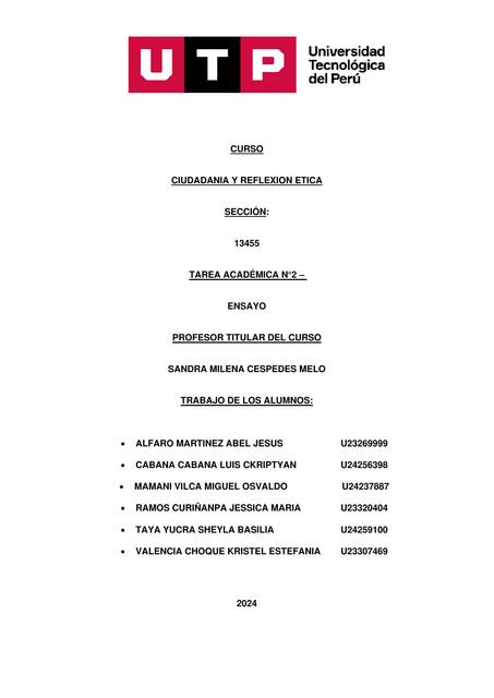 ciudadania y reflexión etica semana 12 | Sofi | uDocz