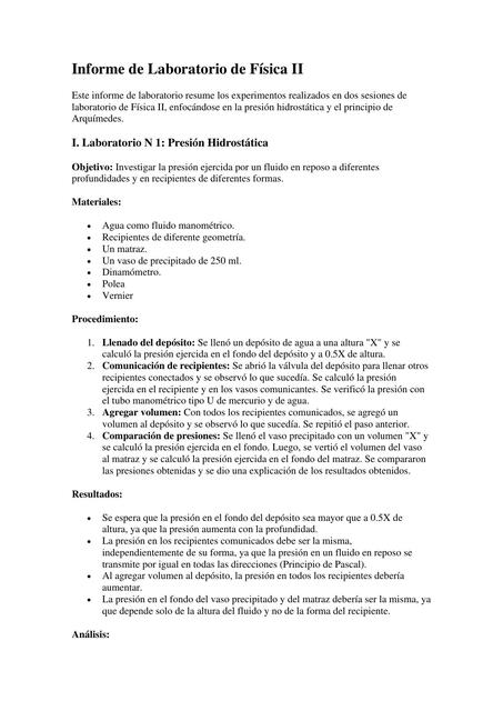 Informe de Laboratorio de Física II | DANNY | uDocz