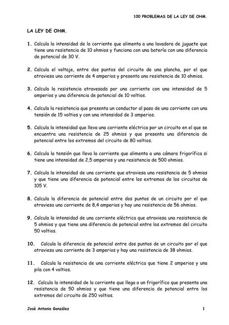 Ejercicios Ley de ohm 100 | David Santiago | uDocz