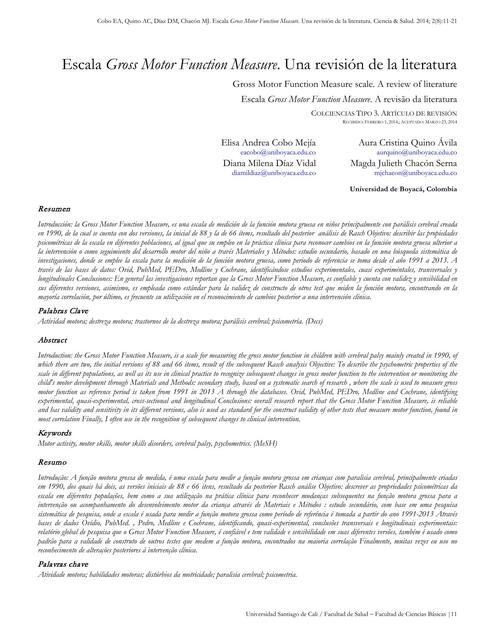 Escala Gross Motor Funtion Measure | Actualidades en Pediatría | uDocz