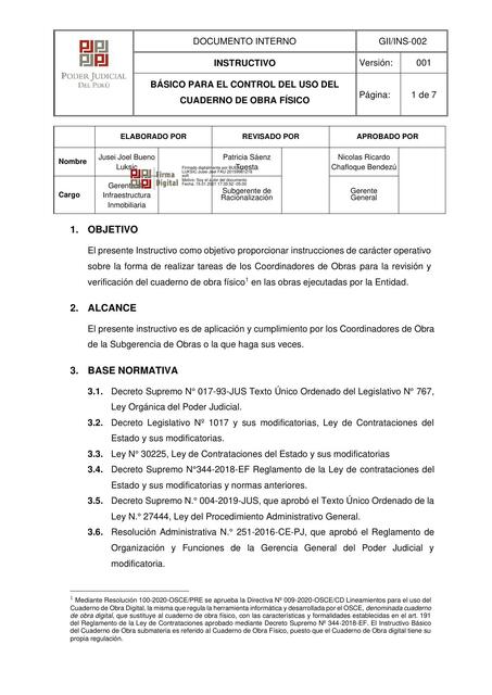 INSTRUCTIVO BÁSICO PARA EL CONTROL DEL USO DEL CUA | Luis Salinas | uDocz