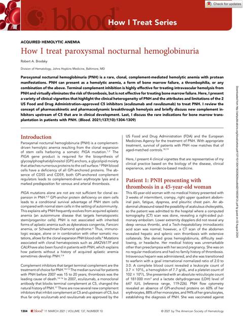 How I treat paroxysmal nocturnal hemoglobinuria Bl | anders | uDocz