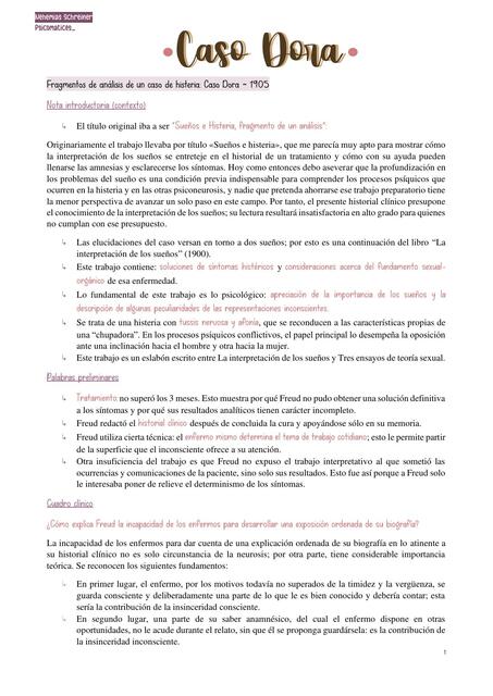 Caso Dora - Freud | Psicomatices | uDocz