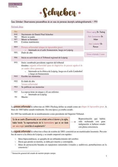 Lectura del caso Schreber - Freud | Psicomatices | uDocz
