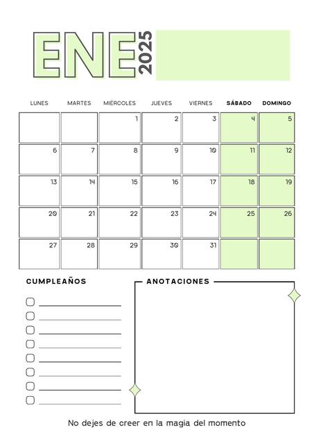 Planner Mensual 2025 - Calendario Mes Minimalista en colores | Jazmine ...