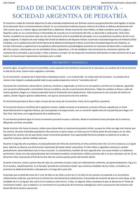 NCyD - Edad de iniciacion deportiva - Sociedad Argentina de Pediatria ...