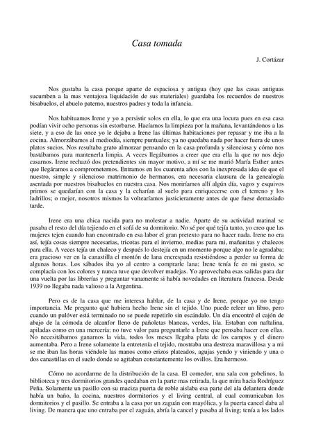 Julio Cortázar casa tomada | Mays | uDocz