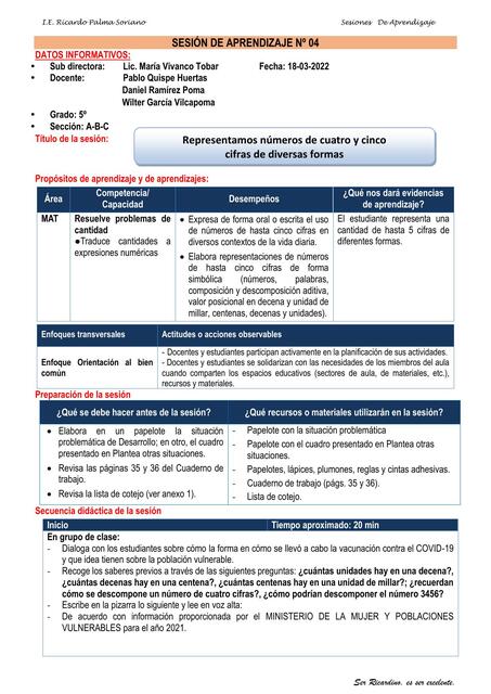 SESIÓN 6 MAT CANTIDAD 18 03 | Edduardo | uDocz