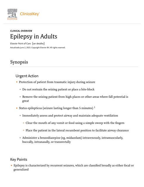 Epilepsy in Adults ClinicalKey | Dr fernado quiroz Grupo. 4978 | uDocz