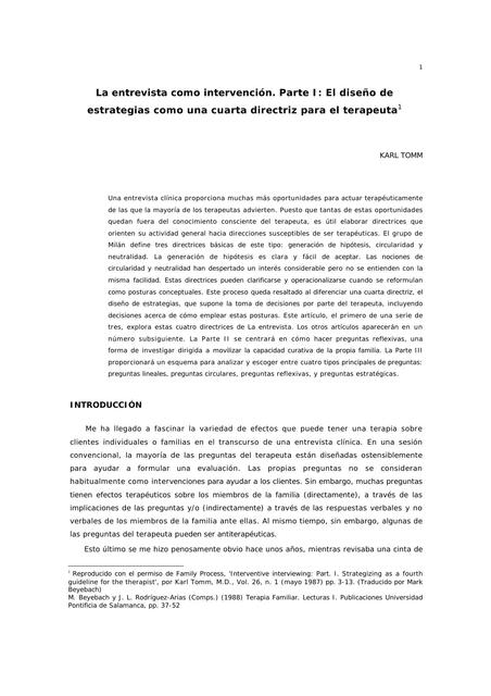 Karl Tomm La entrevista como intervencio Completo | Naila | uDocz