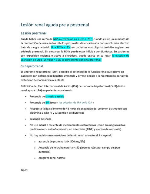 Lesión renal aguda pre y postrenal | Erika Winfield | uDocz
