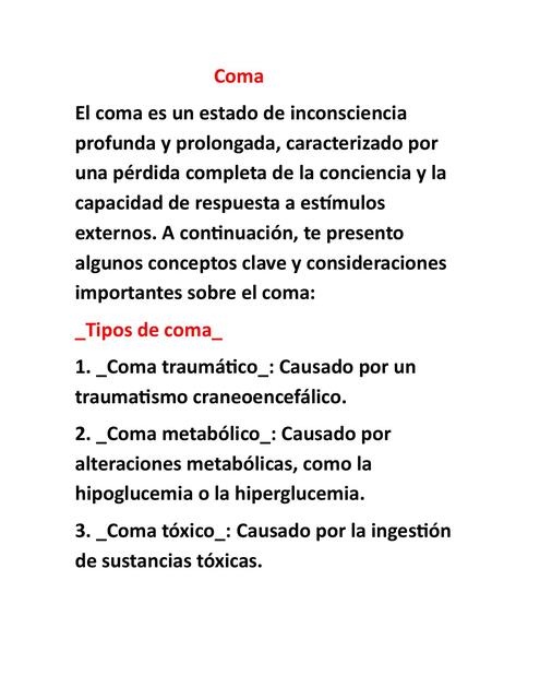 Coma | Aura Ester Peréz Rada | uDocz