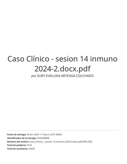 Caso Clínico sesion 14 inmuno 2 docx pdf | ANTHONY FRED FERNANDEZ GUTIERREZ | uDocz