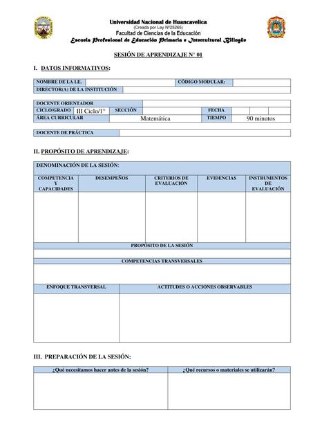 MODELO DE SESIÓN DE APRENDIZAJE | | uDocz