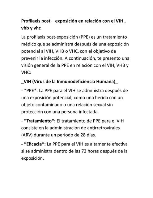 Profilaxis post exposición en relación con el VIH | Aura Ester Peréz ...