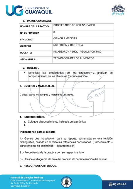 Guía práctica 2 Propiedades de los azúcares | Ivana Estrada | uDocz