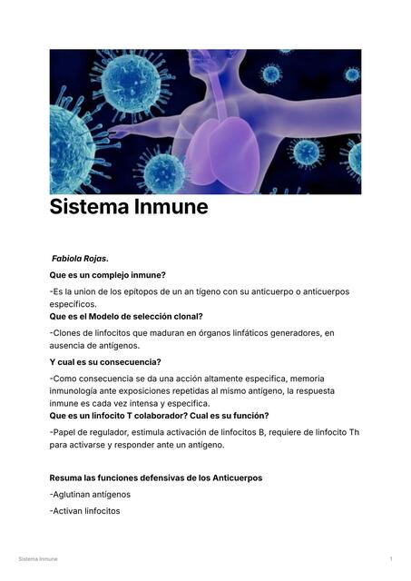 Sistema Inmune | Fabiola Rojas | uDocz