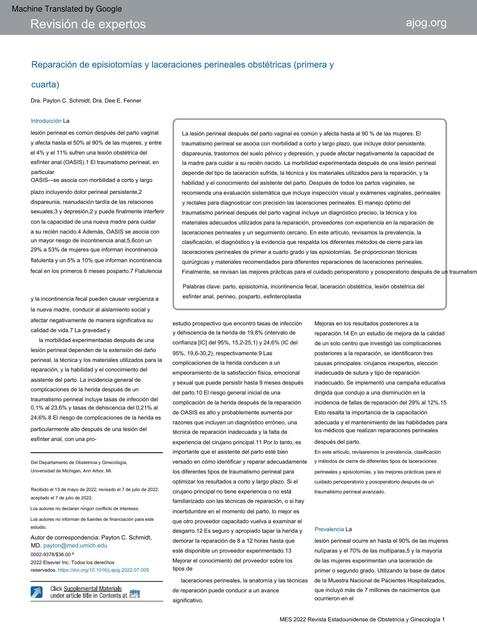 Repair Of Episiotomy And Obstetrical Perineal Lace Jose Ricardo Roa