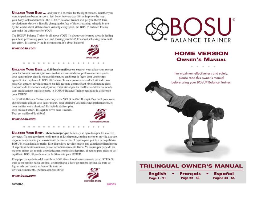 BOSU Home Balance Trainer Owners Manual | Rodrigo Herrera | uDocz