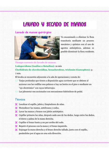 Lavado y secado de manos | apun.tesmedicina | uDocz