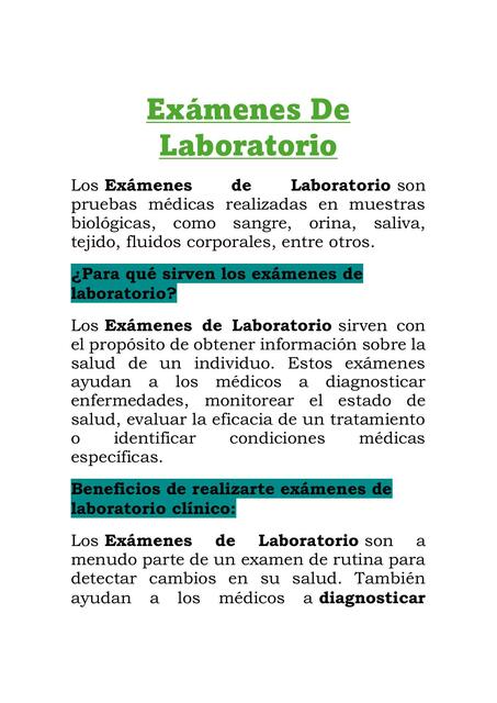 Examenes de laboratorio | Isha | uDocz