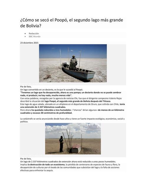 Cómo se secó el Poopó | Gabriela | uDocz