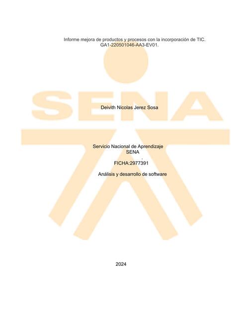 Informe mejora de productos y procesos con la inco | DEIVITH NICOLAS ...