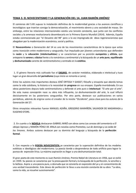 El novecentismo y la generación del 14 | Sara | uDocz