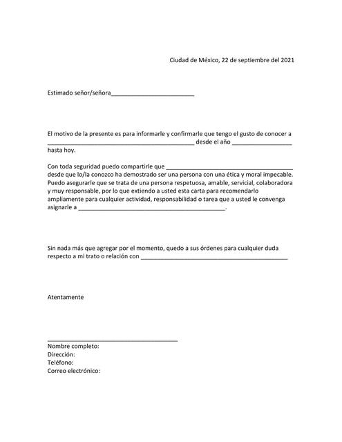 Carta de recomendación personal WORD 1 | Mayra | uDocz