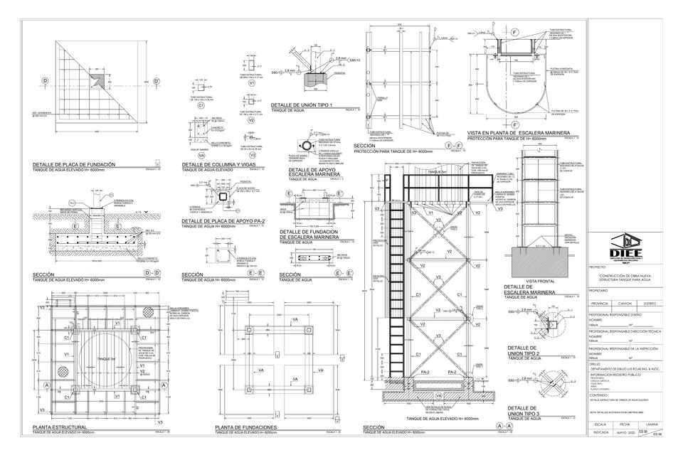 PLANOS ESTRUCTURALES GENERALES TANQUE ELEVADO Mode | Desiderio Chav | uDocz