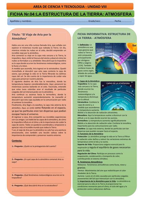 ficha 04 la atmosfera para primero de secundaria | vania brighit peña ...