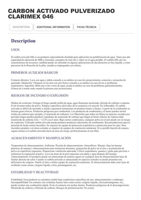 Carbón activado Clarimex | Actualidades en Enfermería | uDocz