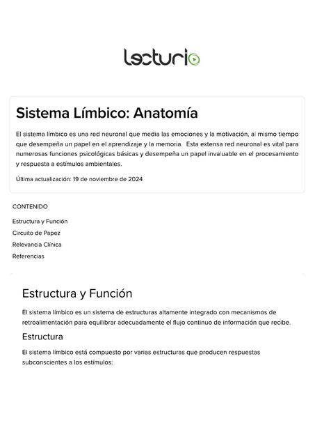 Lecturio - Sistema límbico | Briggitte Yamilé Suarez Esteban | uDocz
