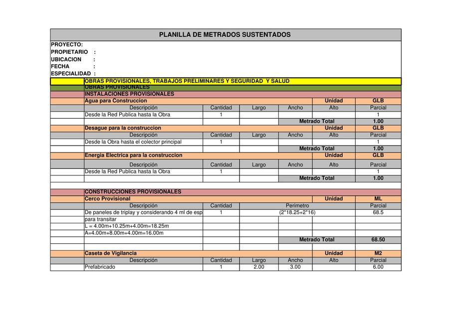 Planilla Metrados AConfinada Modelo | vanner huancas peña | uDocz