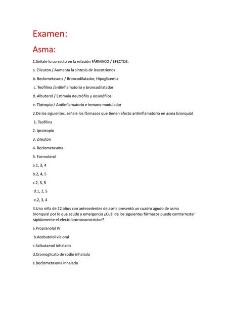 asma examen | Alisson Milagros | uDocz