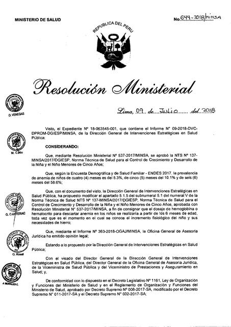 Resolución Ministerial N 644 MINSA | Ariana carolina | uDocz
