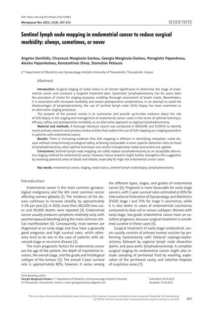 2 Sentinel lymph node mapping in endometrial cance | Carlos Quintero | uDocz