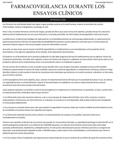 Farmacovigilancia durante los ensayos clínicos | Celeste Codutti | uDocz