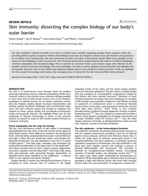 Flashcards de Skin immunity dissecting the complex biology of ou | Por Azucena Quintana | uDocz